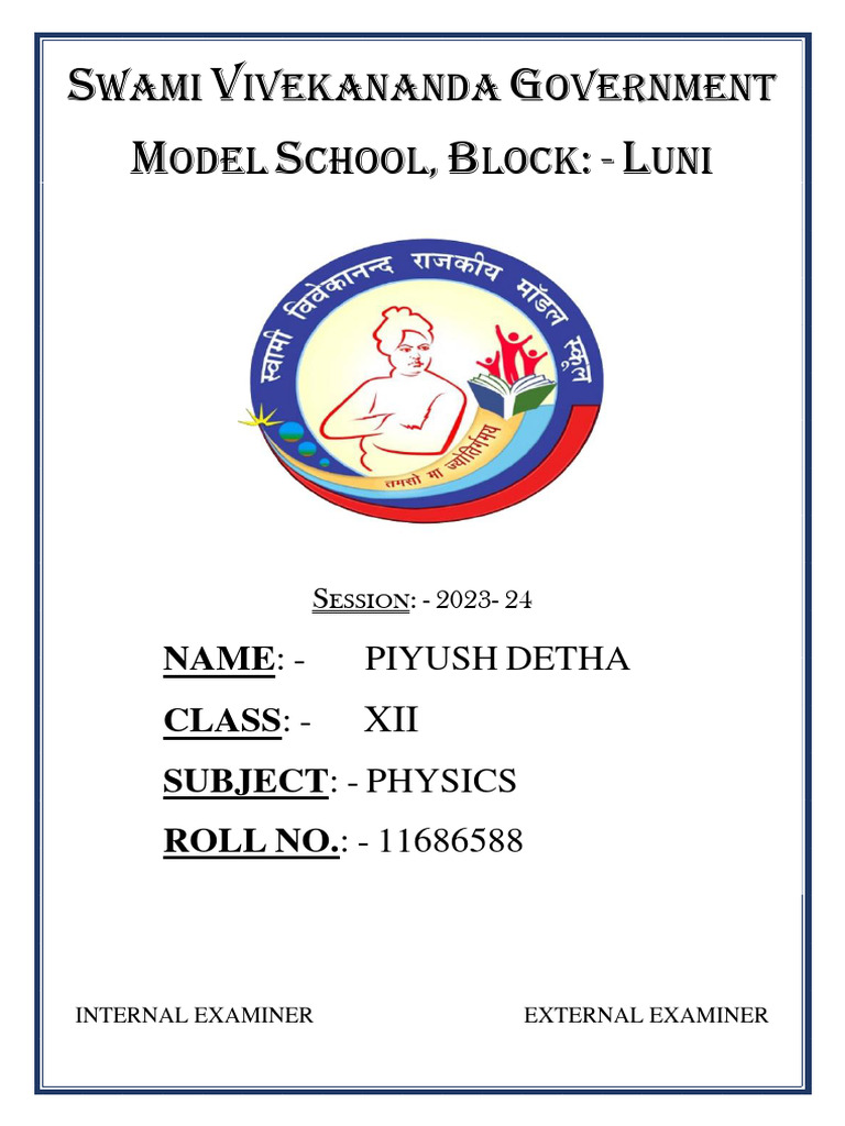 Class 12TH Physics Project Piyush Detha | PDF