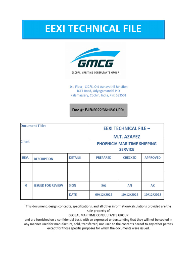 Ejb-2022-36-01-02-001 R0 Eexi Technical File - M.T. Azayez | PDF