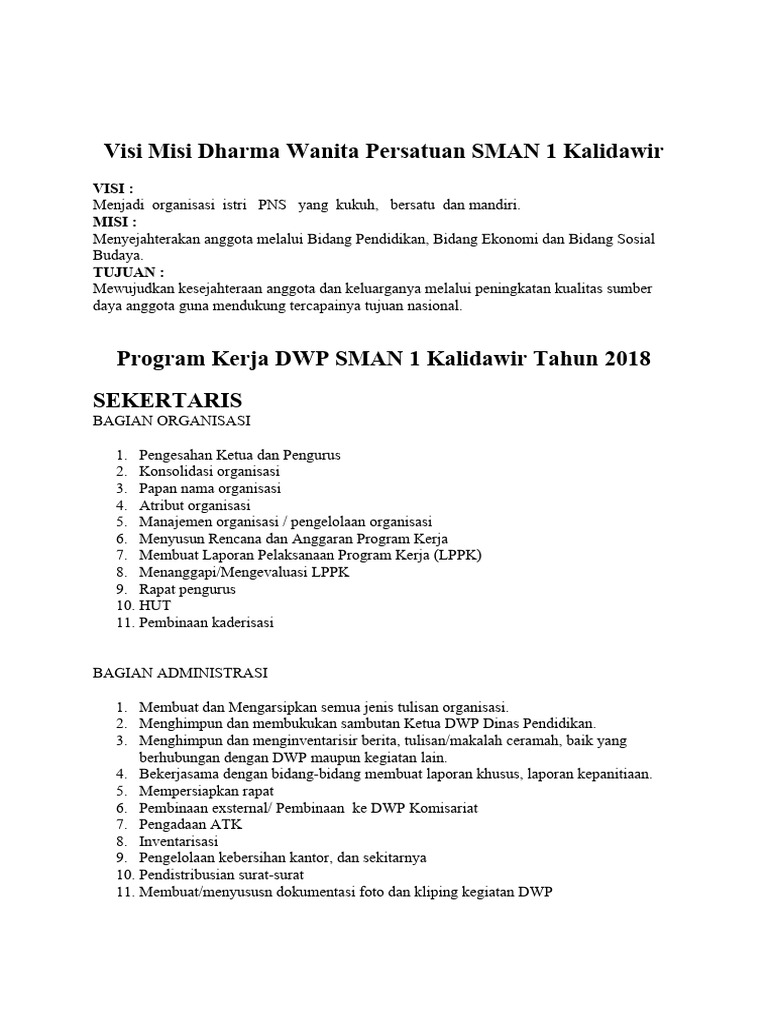 Program Kerja DWP | PDF