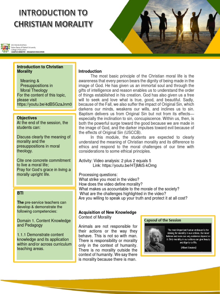 Introduction to Christian Morality | PDF | Morality | God