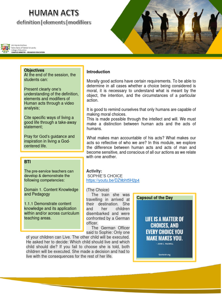 Lesson 7 Human Acts | PDF