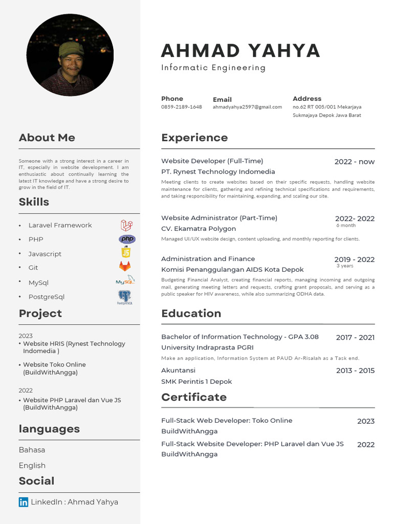 CV Ahmad Yahya | PDF