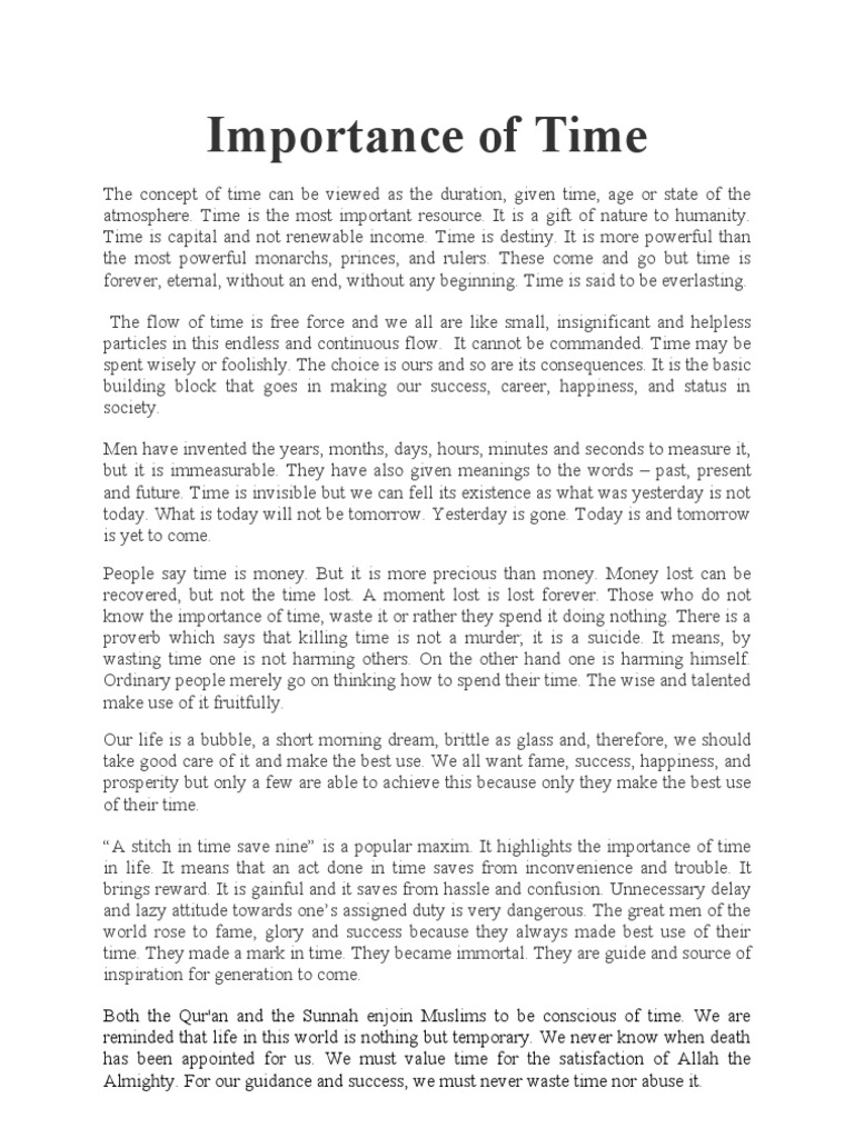 Importance of Time | Download Free PDF | Religion And Belief