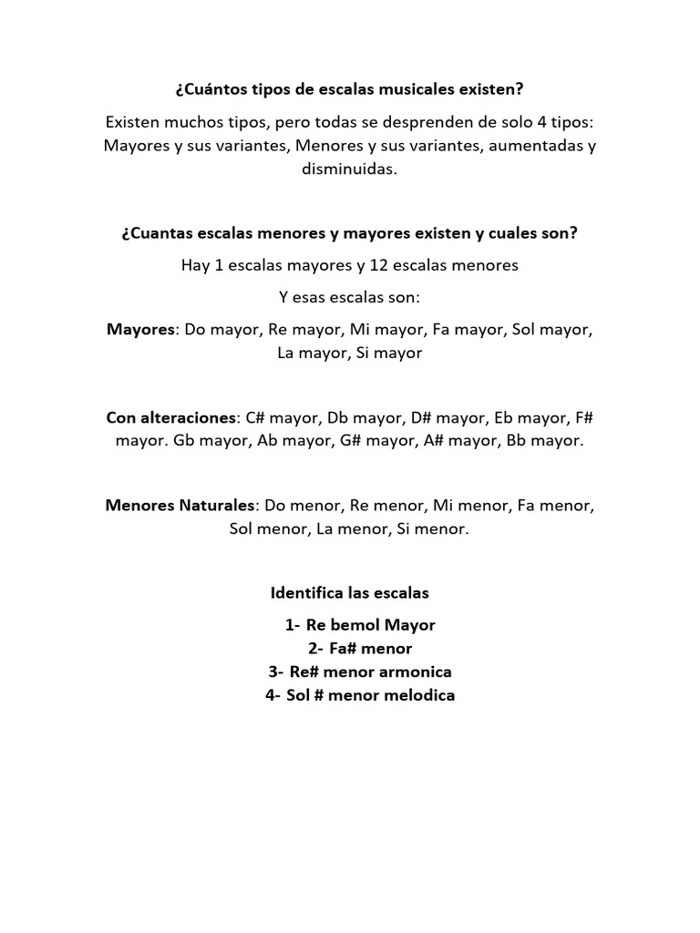 Tipos y cantidad de escalas musicales | PDF