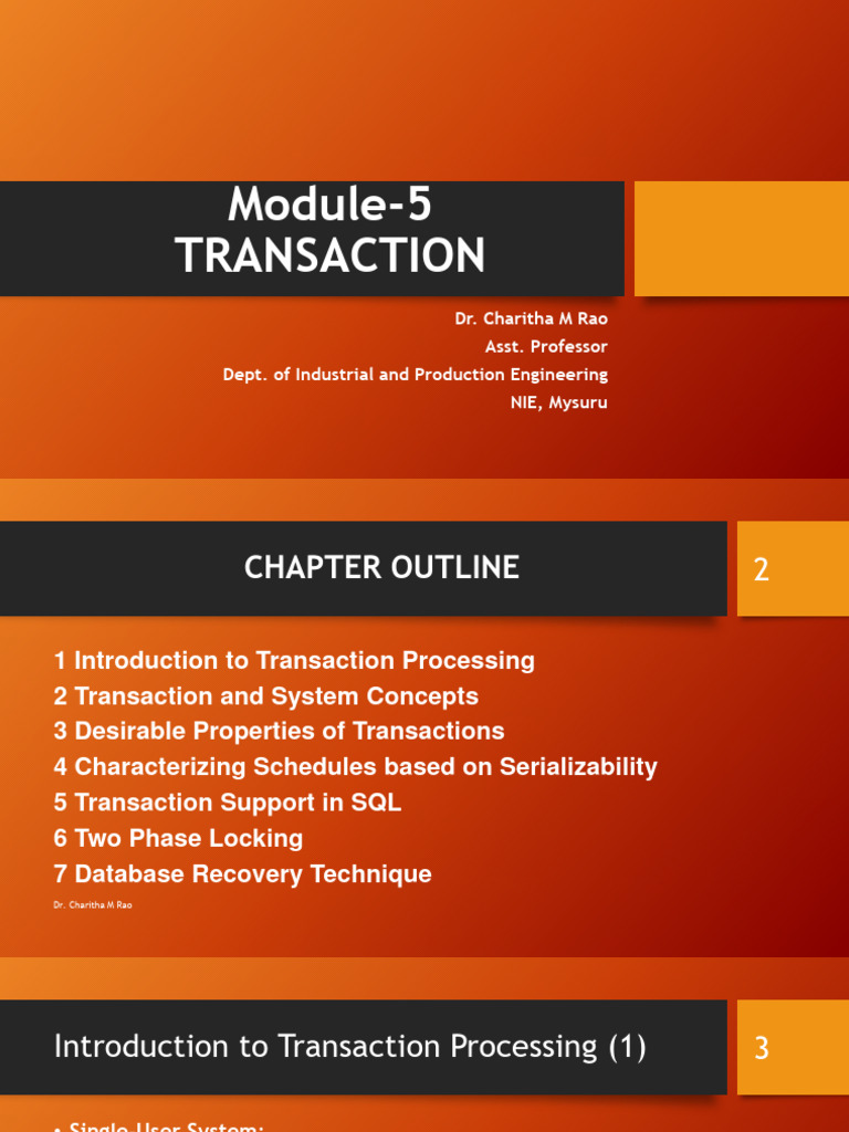 Module-5 Transaction | PDF | Database Transaction | Computing Module-5 Transaction | PDF | Database Transaction | Computing