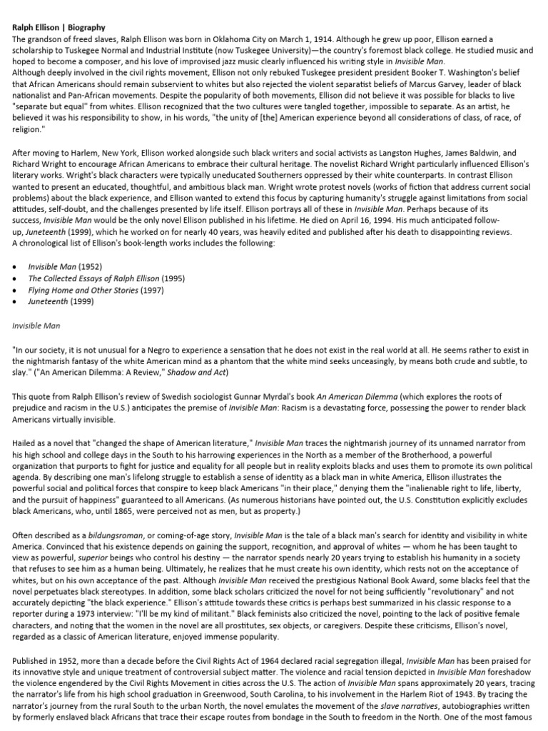 Ralph Ellison's Influence and Legacy | PDF