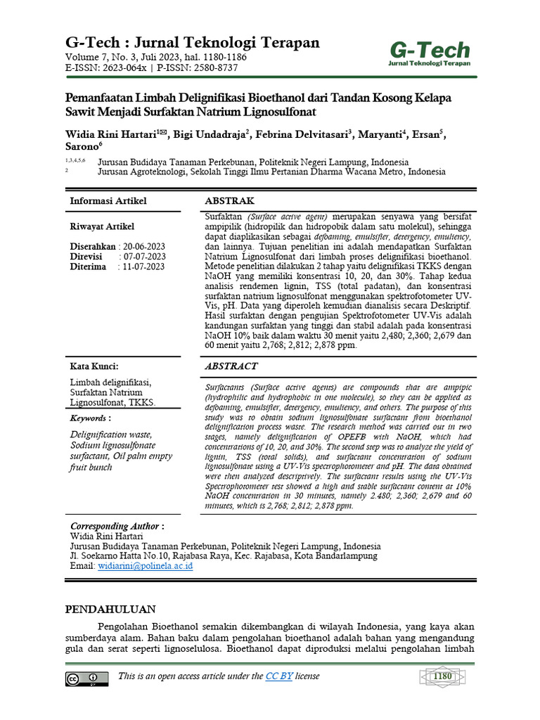 G-Tech: Jurnal Teknologi Terapan | PDF