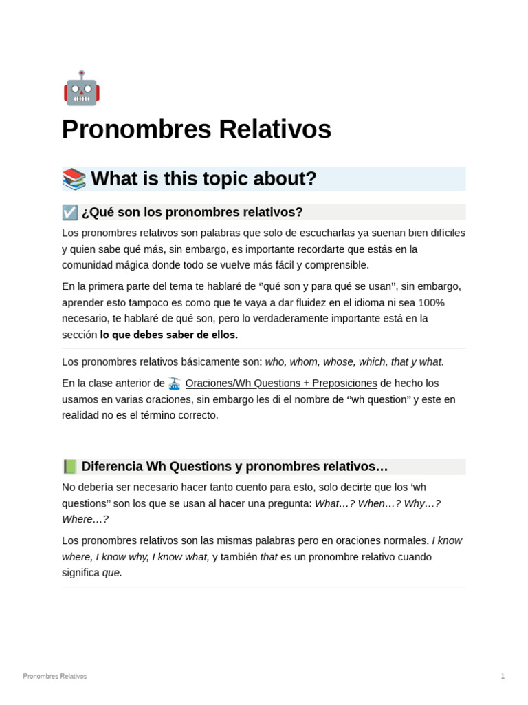 Guía de Pronombres Relativos en Inglés | PDF | Lingüística