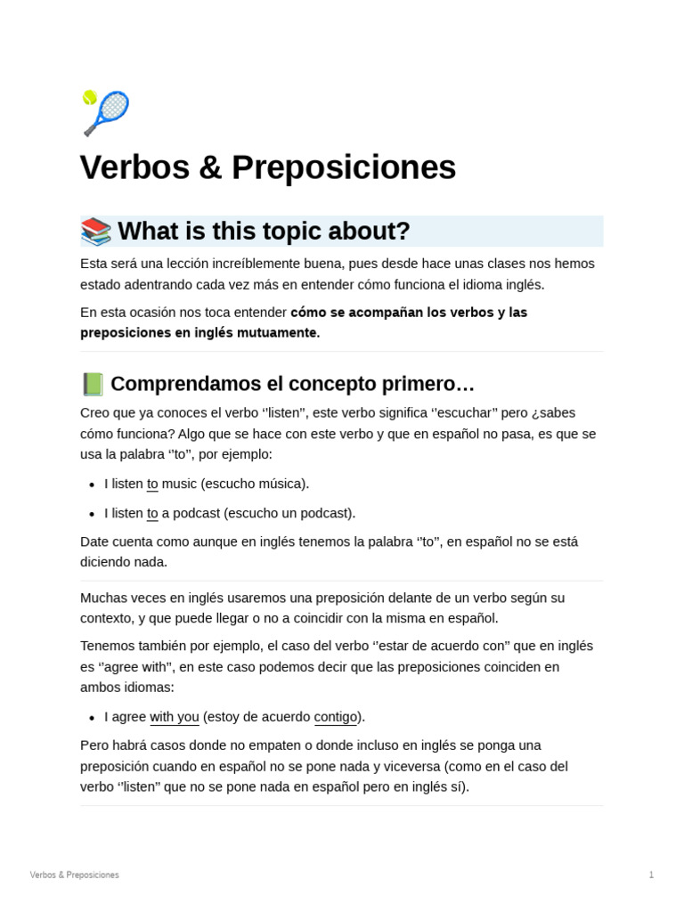 Verbos y Preposiciones | PDF