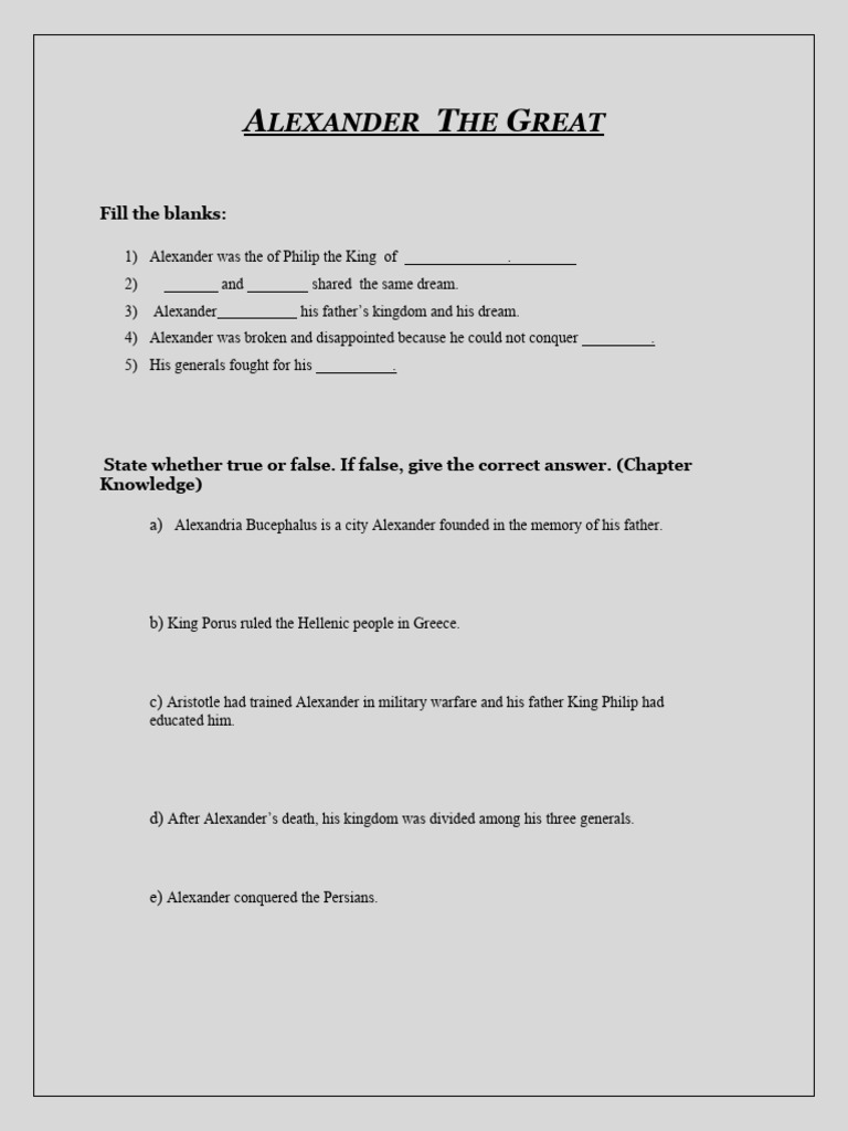 Alexander Was The of Philip The King of | PDF