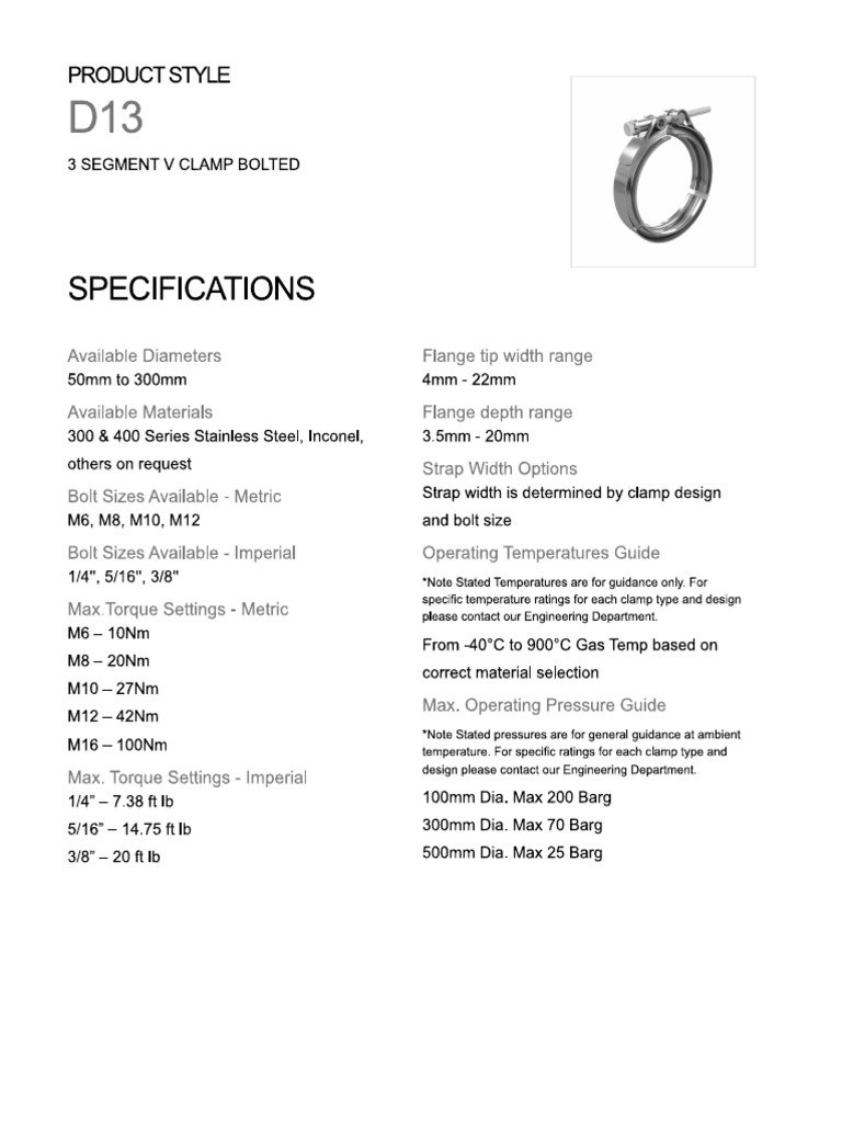 Clamps D13 Turbo | PDF