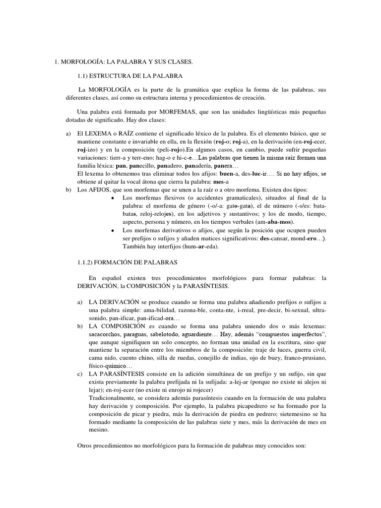 Morfologia | PDF | Verbo | Sustantivo