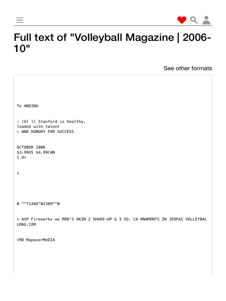 Full Text of "Volleyball Magazine - 2006-10" | PDF | Sports | Volleyball