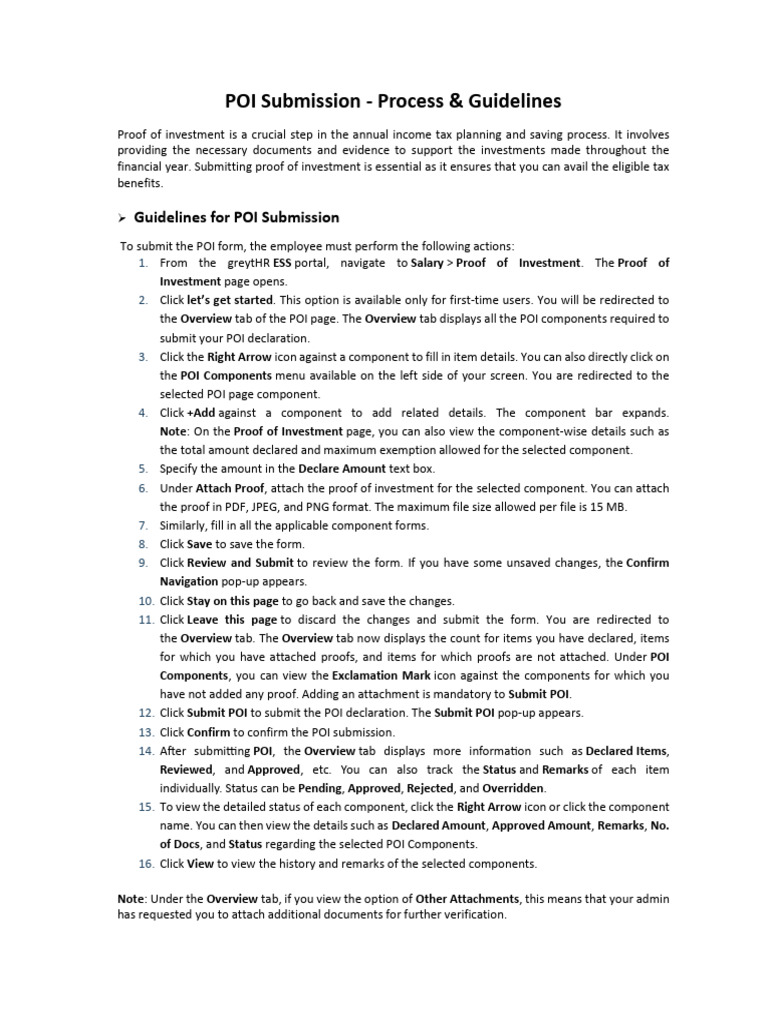 POI Submission Process Overview | PDF | Tax Exemption | Taxes