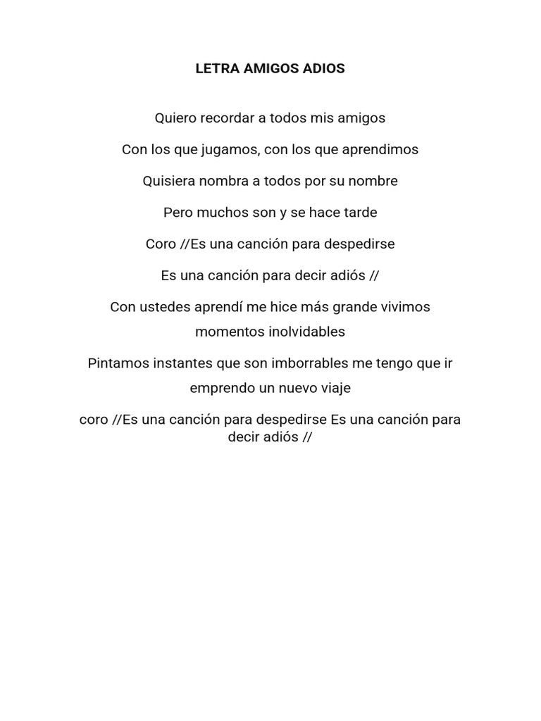 Letra Amigos Adios | PDF