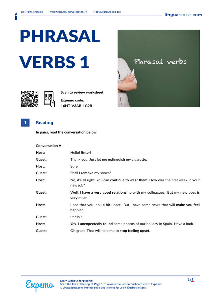 Phrasal Verbs 1 British English Teacher | PDF | English Language ...