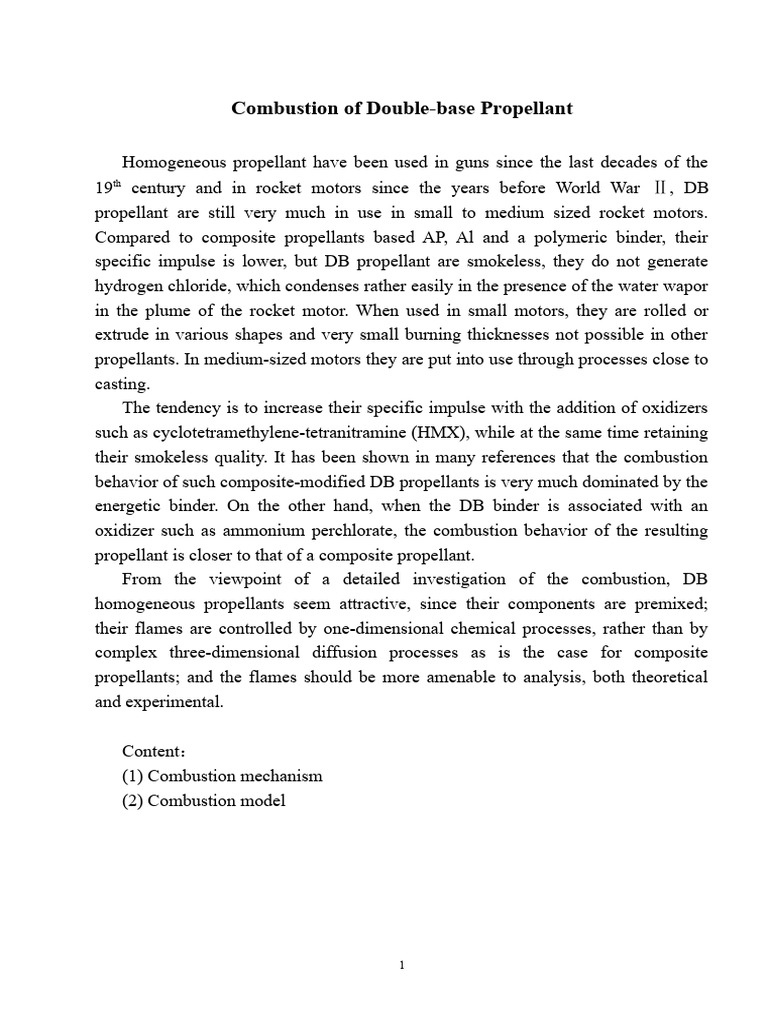 Combustion Zones in Double-base Propellant | PDF