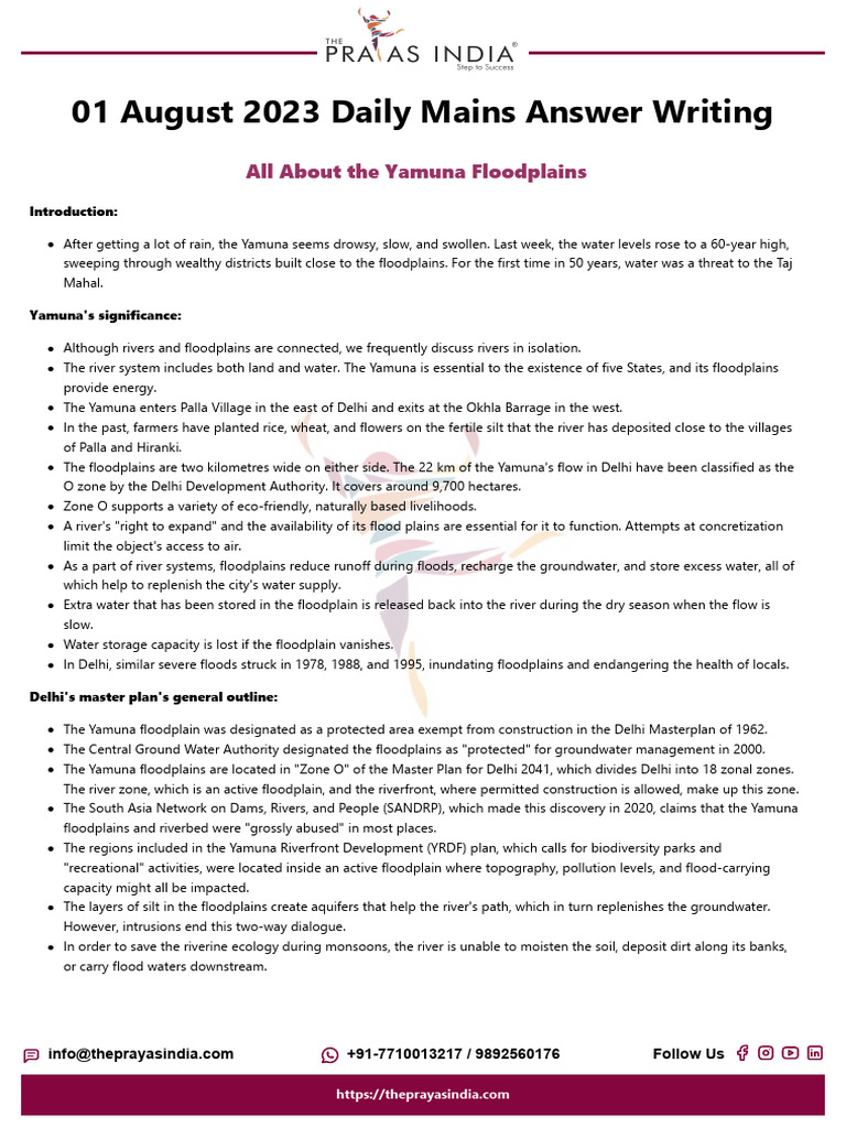 01 August 2023 Daily Mains Answer Writing | PDF | Science & Mathematics ...
