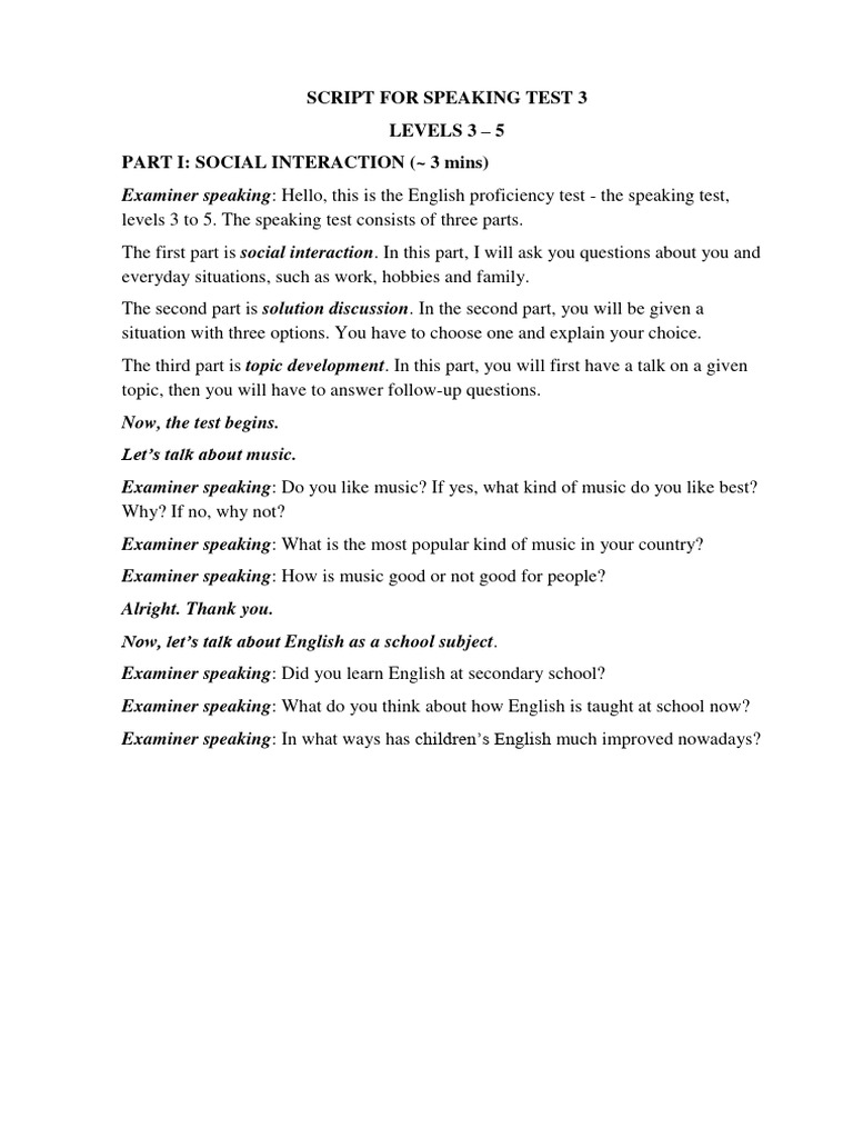English Speaking Test Guide | PDF | English Language | Human Communication