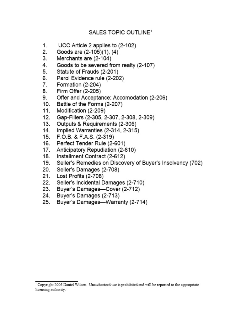 Sales Outline Revised | PDF | Offer And Acceptance | Prices