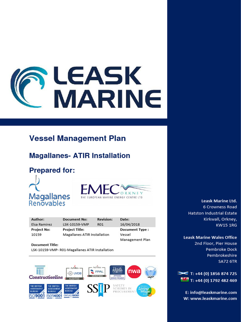 Vessel Management Plan 0 | Download Free PDF | Hazards | Risk Assessment
