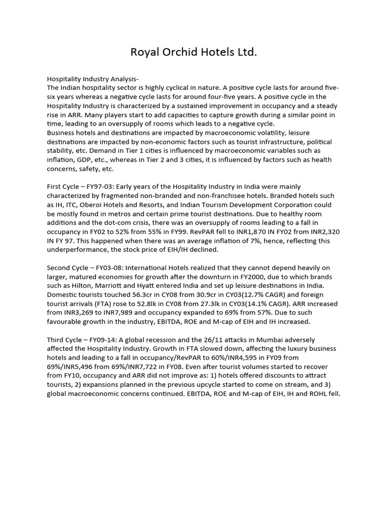 Royal Orchid Hotels LTD | PDF | Inflation | Macroeconomics