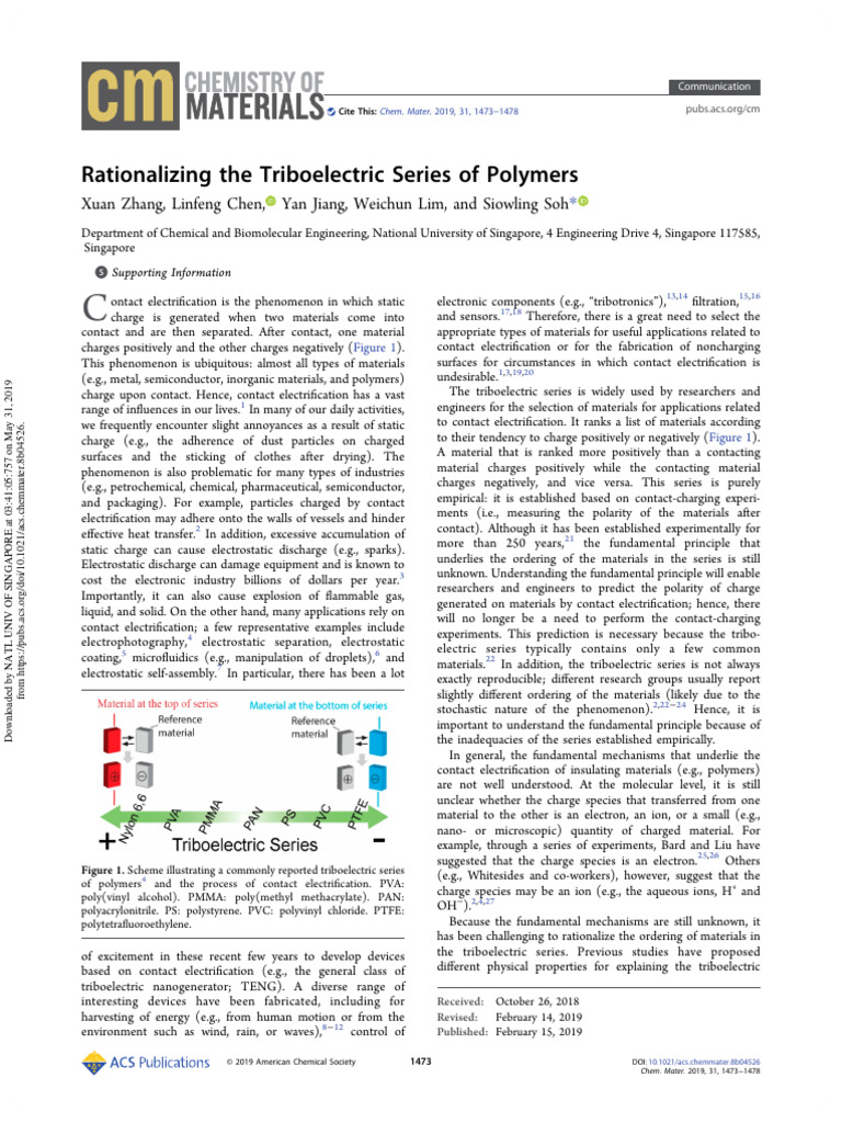 Rationalizing the Triboelectric Series of Polymers | PDF