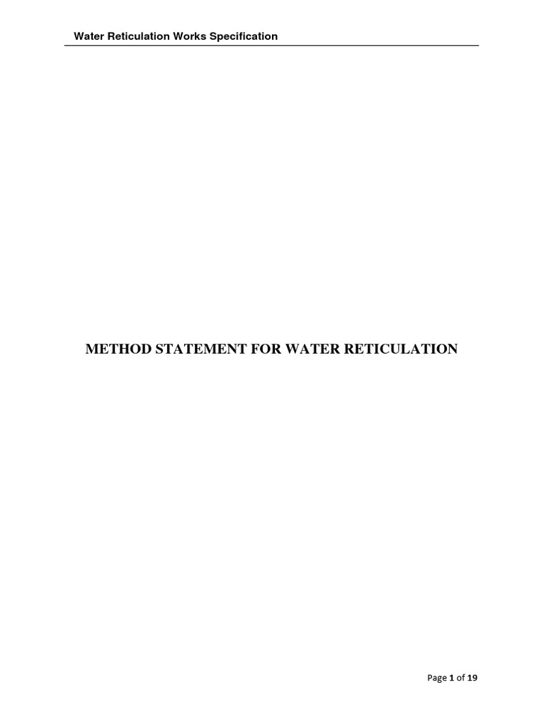 Method Statement - Water Rec | PDF | Pipe (Fluid Conveyance) | Trench