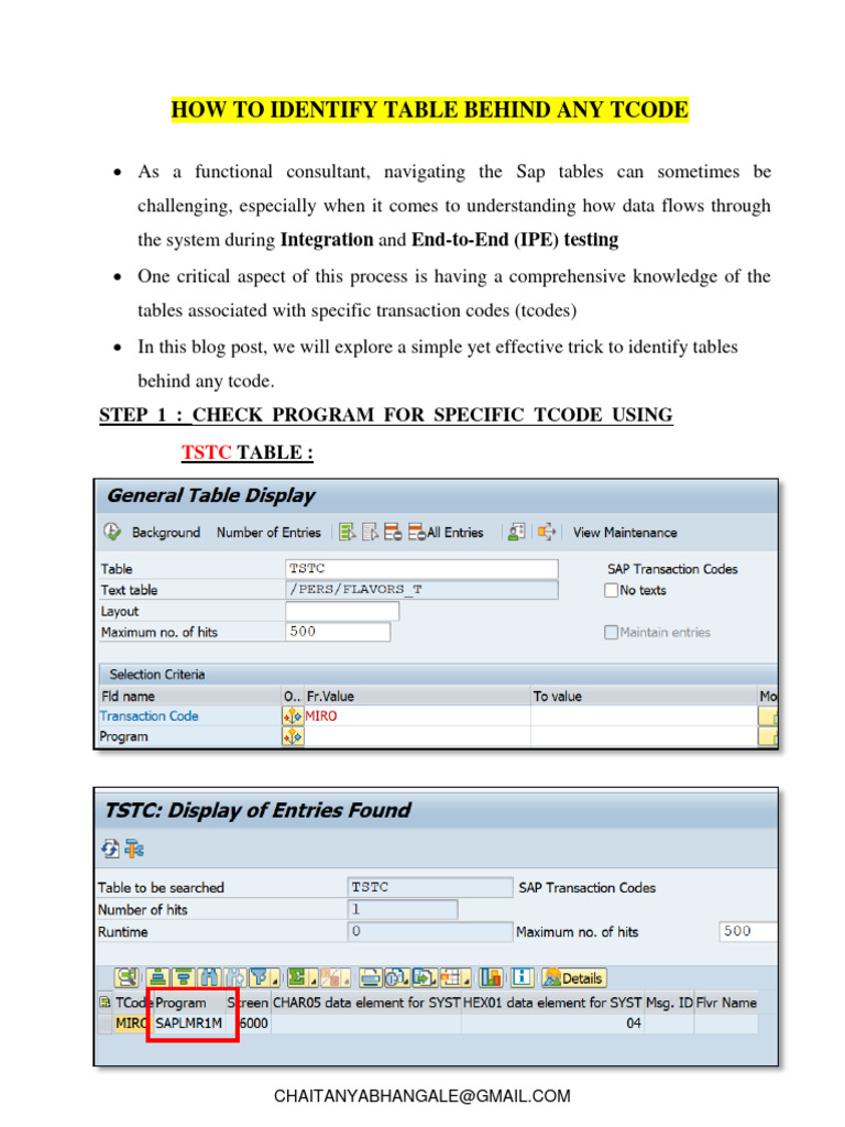 How To Identify Table Behind Any Tcode | PDF