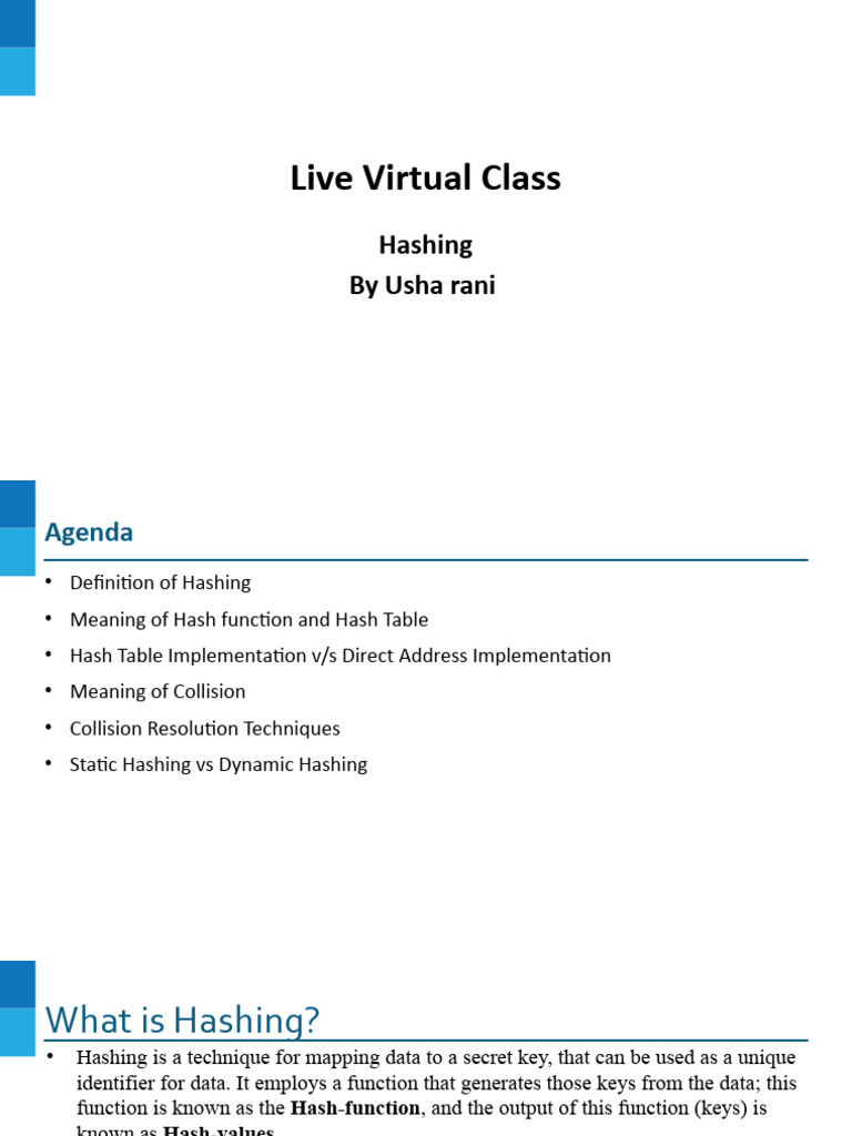 SRM LVC 10 Hashing | PDF | Algorithms And Data Structures | Data SRM LVC 10 Hashing | PDF | Algorithms And Data Structures | Data