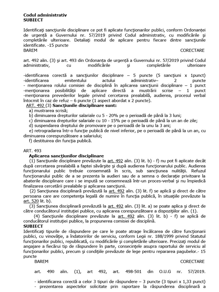 Intrebari Codul Administrativ | PDF