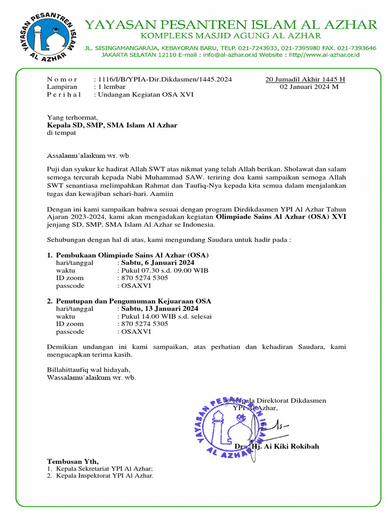 Undangan Pembukaan Dan Penutupan OSA XVI (Sekolah) | PDF Undangan Pembukaan Dan Penutupan OSA XVI (Sekolah) | PDF