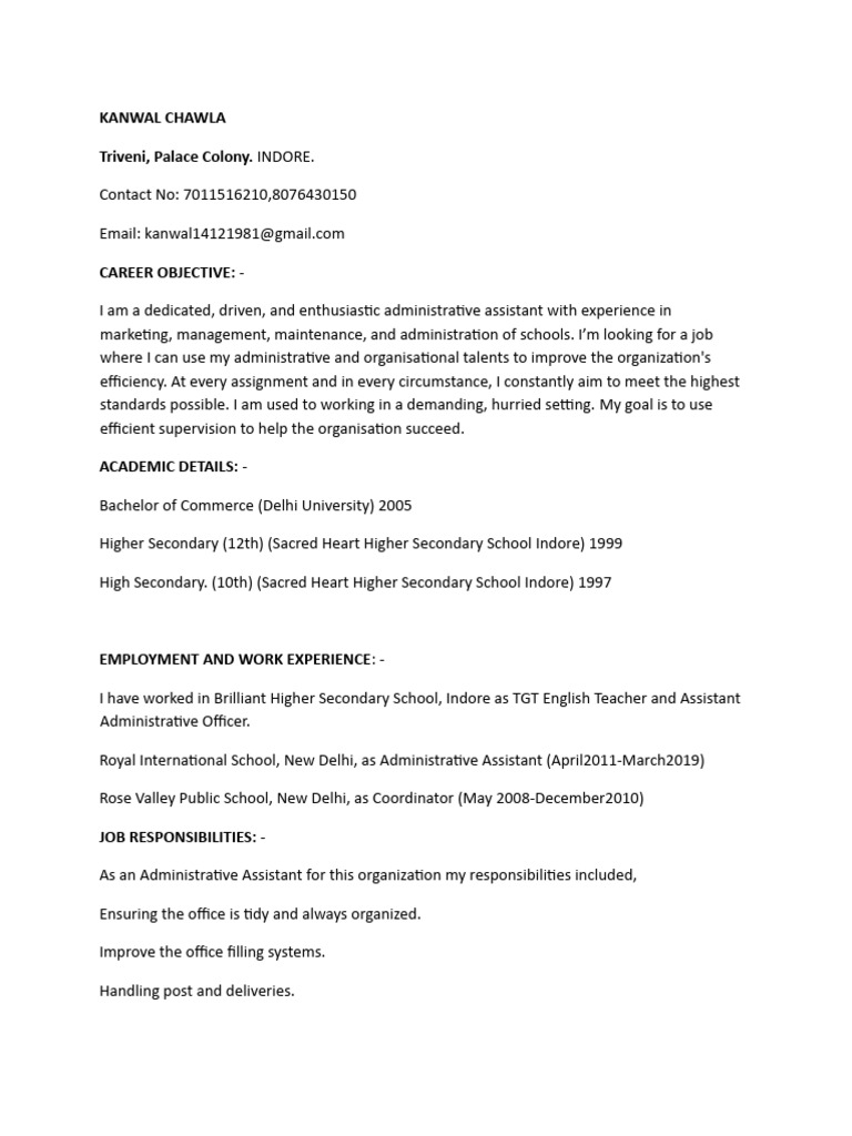 1 - Administrative Assistant | PDF