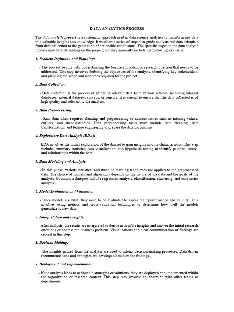 Data Analytics Process Pdf 0962