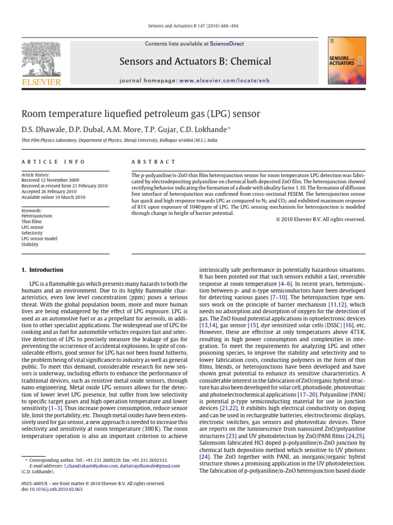 Room Temperature Liquefied Petroleum Gas (LPG) Sensor | PDF | Zinc ...