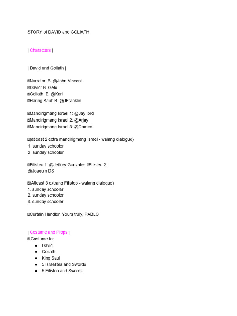 Script - David and Goliath | PDF