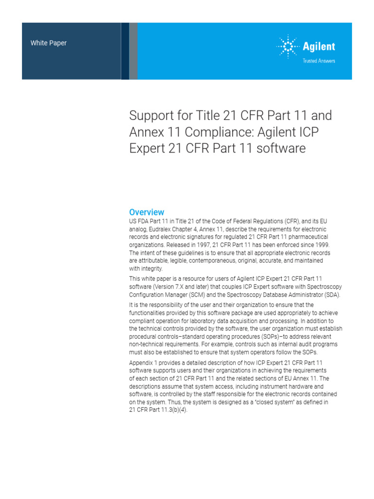 Ensuring Compliance with 21 CFR Part 11 | PDF