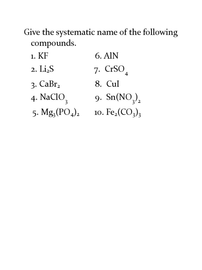 Give The Systematic Name of The Following Compounds | PDF