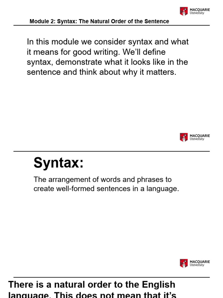 Lecture Slides - Natural Order of the Sentence | PDF