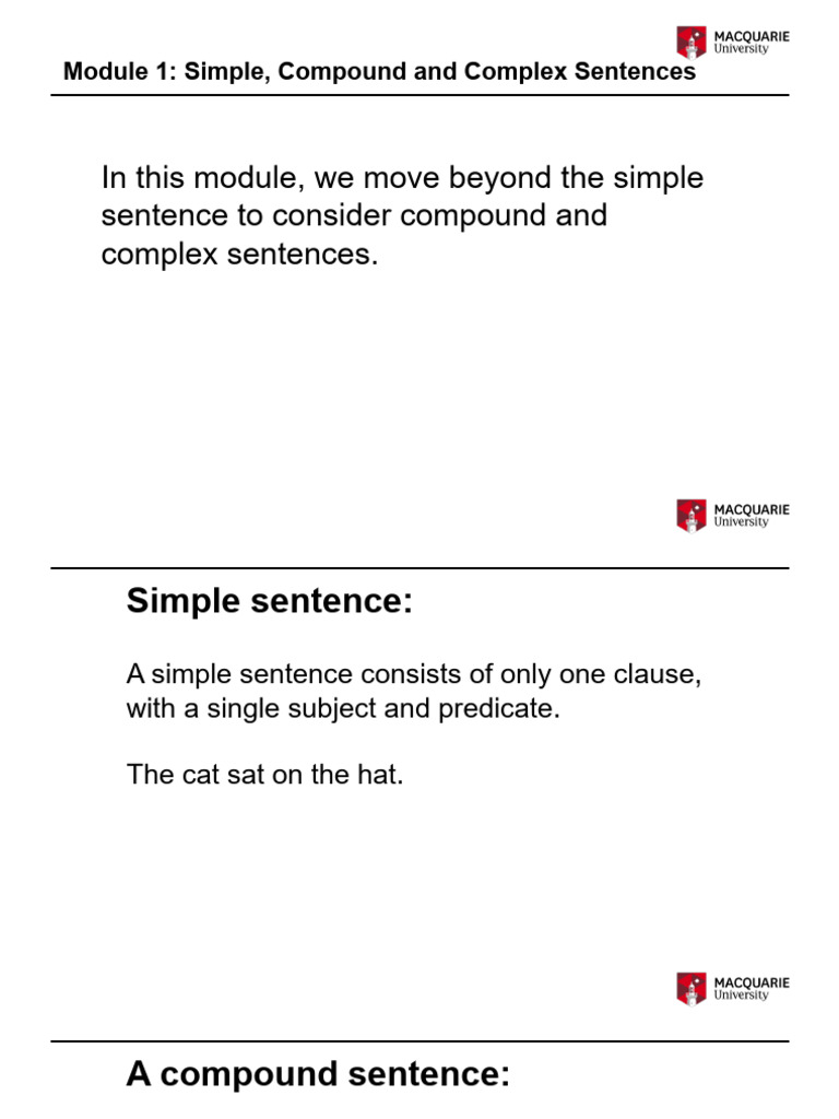 Lecture Slides - Simple Compound Complex | PDF | Sentence (Linguistics ...