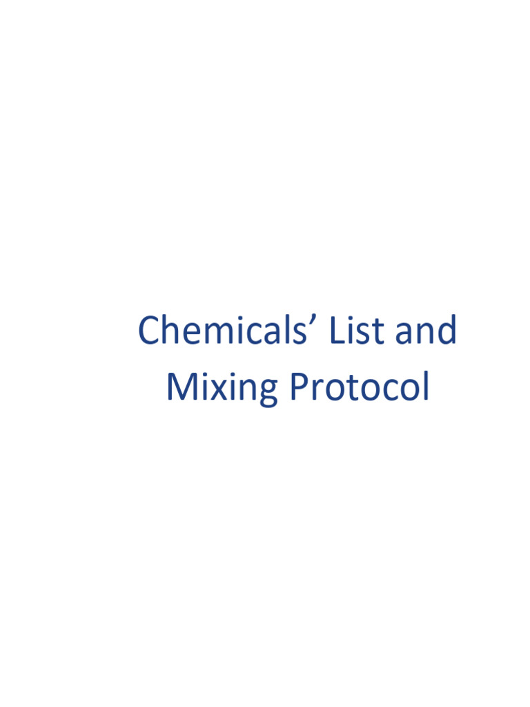 Chemicals' List and Mixing Protocol V9 - 06.05.2023 | PDF ...
