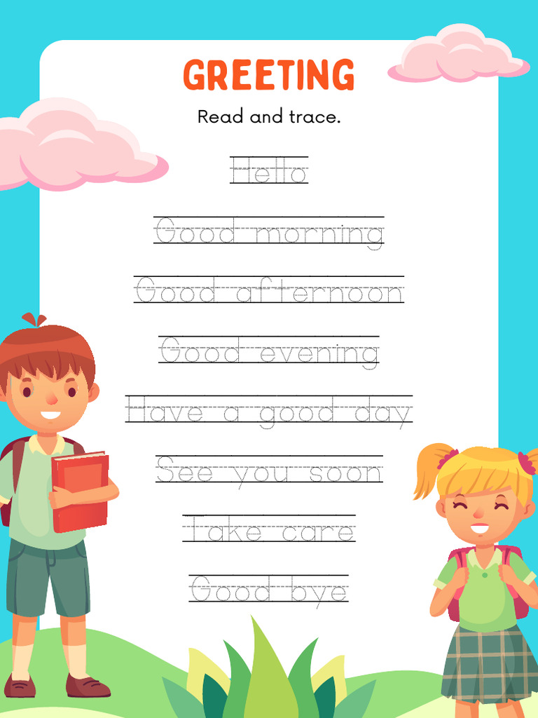 Colourful Illustrative Greeting Worksheet | PDF