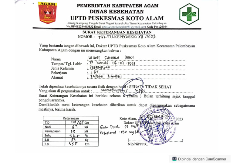 Surat Keterangan Kesehatan | PDF