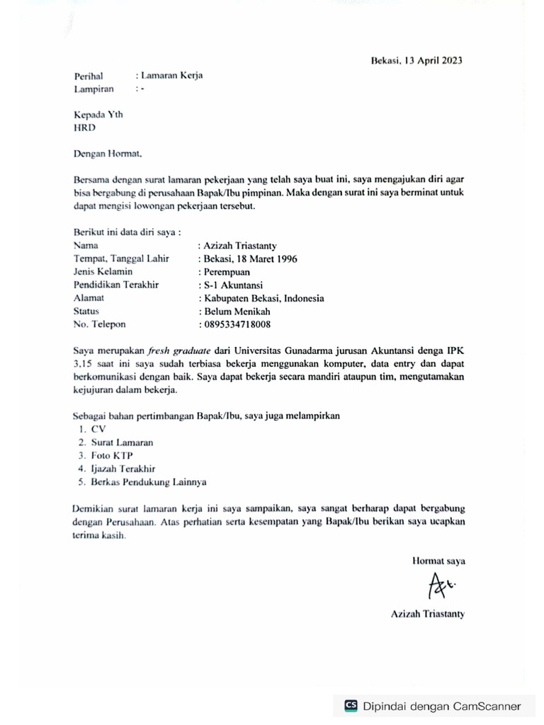 CV Azizah Triastanty | PDF