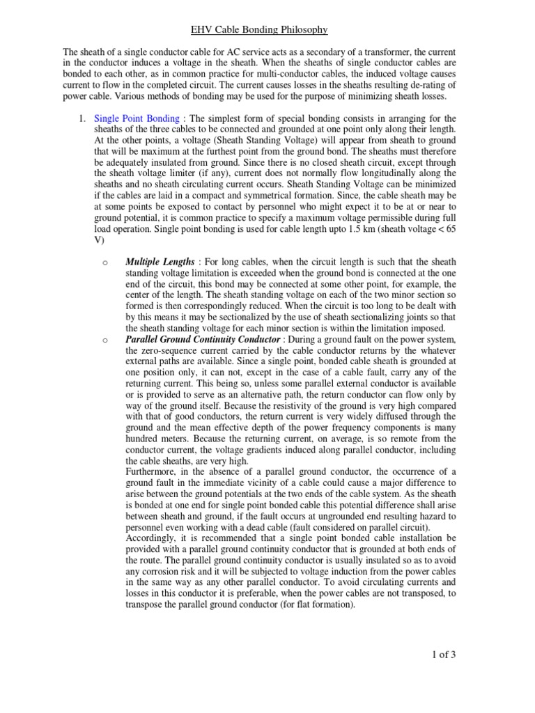 EHV Cable Bonding Philosophy | PDF | Cable | Electrical Conductor