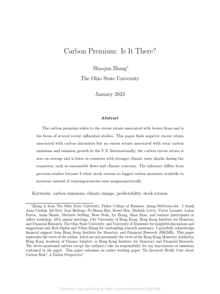 Carbon Premium SSRN | PDF | Science & Mathematics