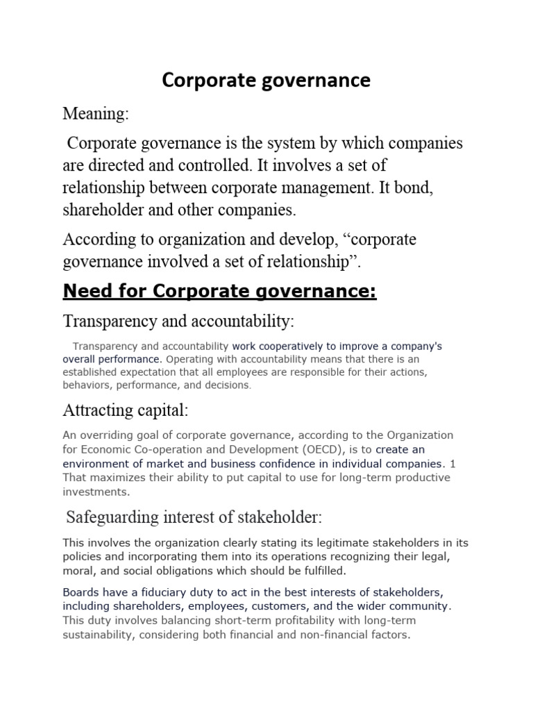 Corporate Governance | PDF