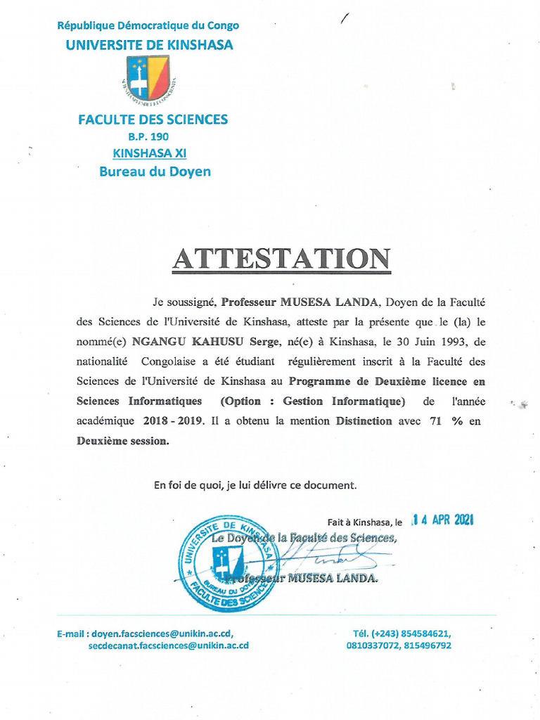 Attestation de Reussite | PDF Attestation de Reussite | PDF