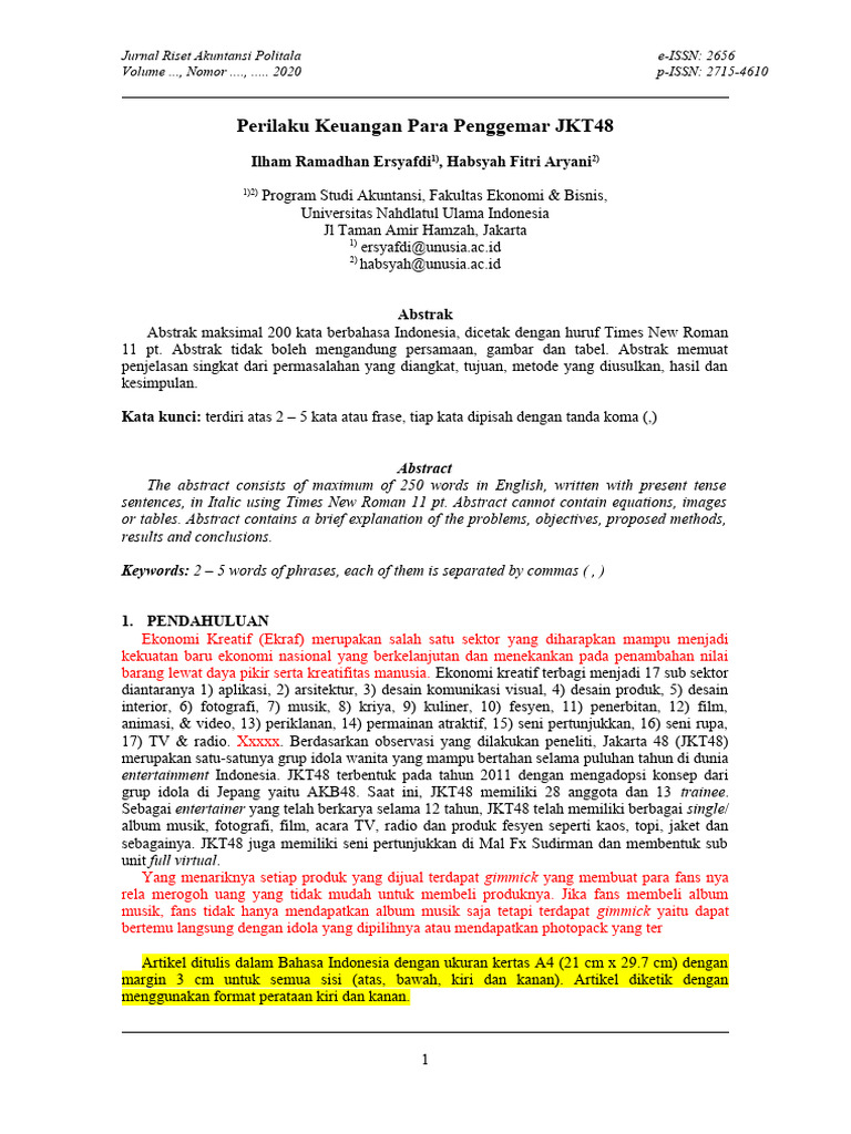 Template JRA 2020 | PDF | Komputer