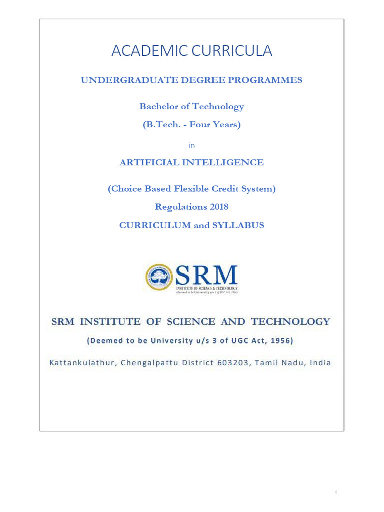 B.tech Artificial Intelligence Curriculum and Syllabus | PDF ...